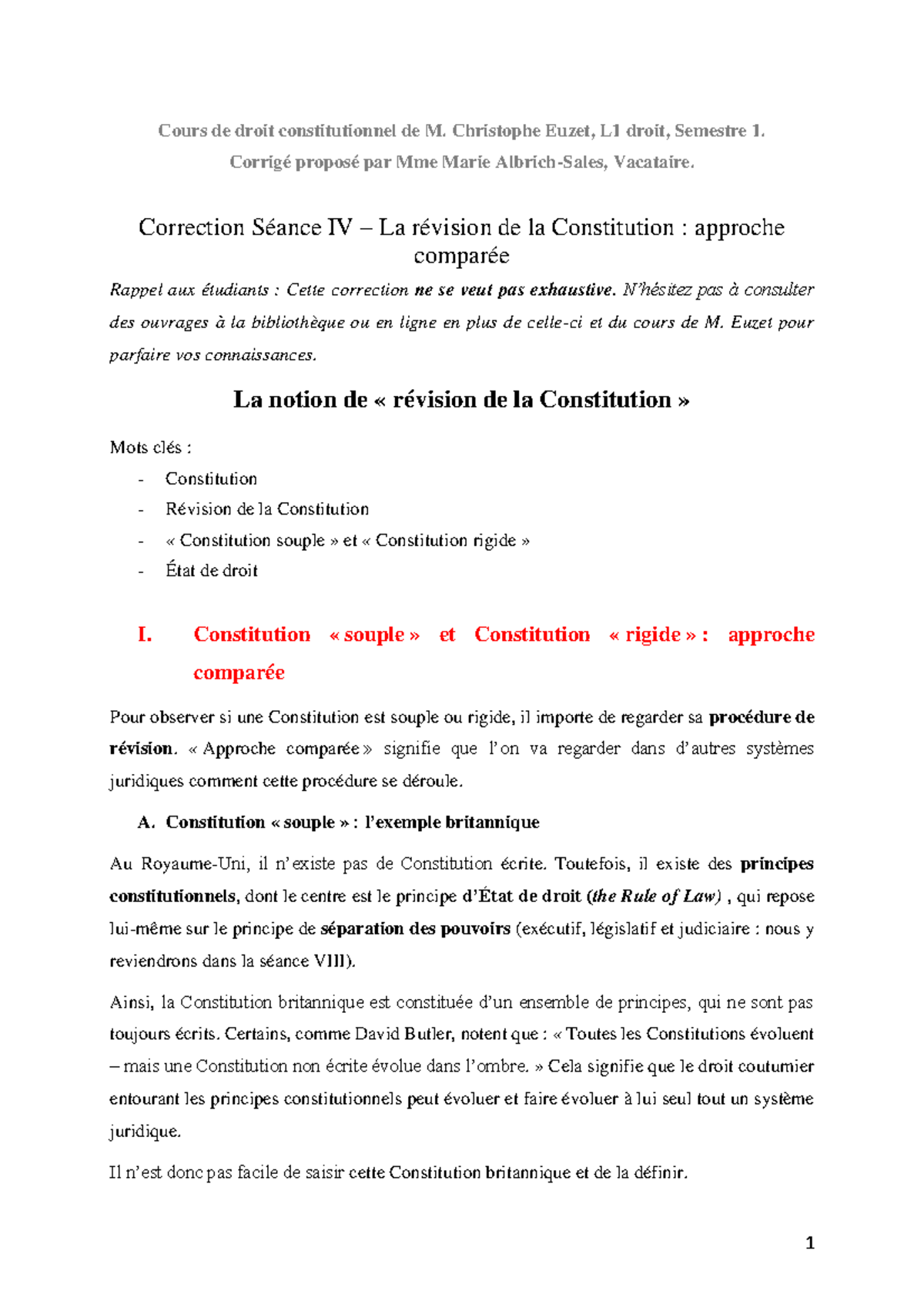 Seance 4 Constit Correction - Cours de droit constitutionnel de M ...