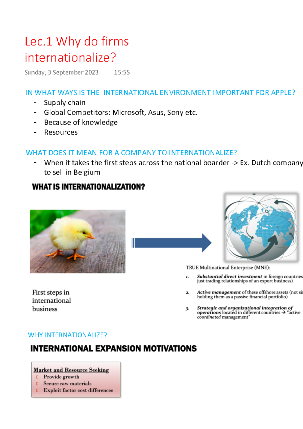 Lec.1 Why do firms internationalize - IN WHAT WAYS IS THE INTERNATIONAL ...