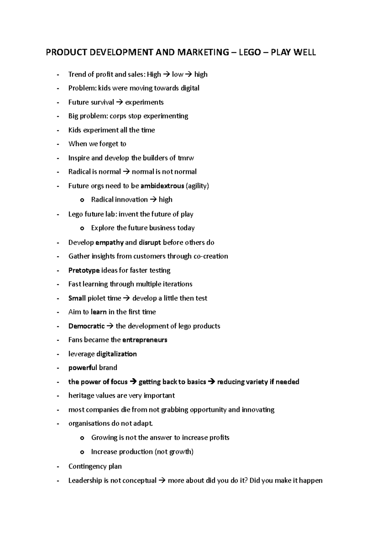 Product Development AND Marketing – LEGO – PLAY WELL - PRODUCT ...