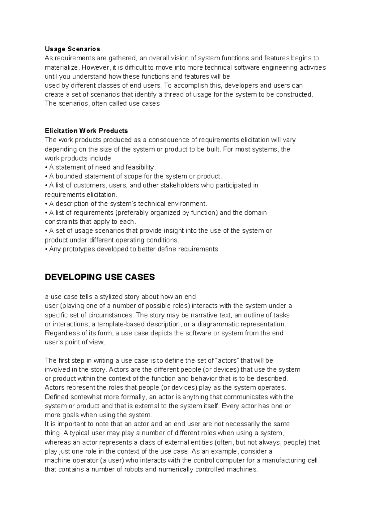 Software engineering - Usage Scenarios As requirements are gathered, an ...