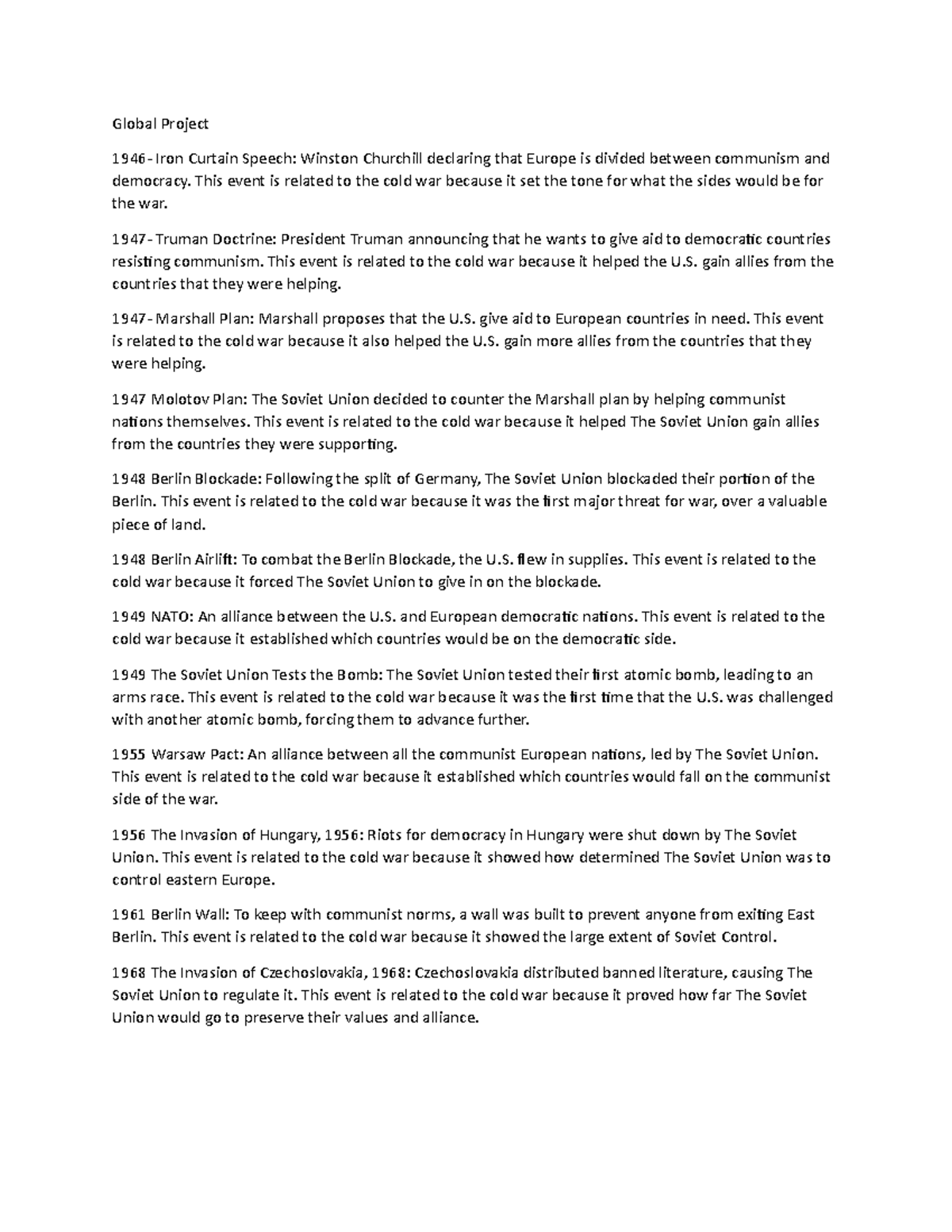 Communism Project - A timeline and description - Global Project 1946 ...