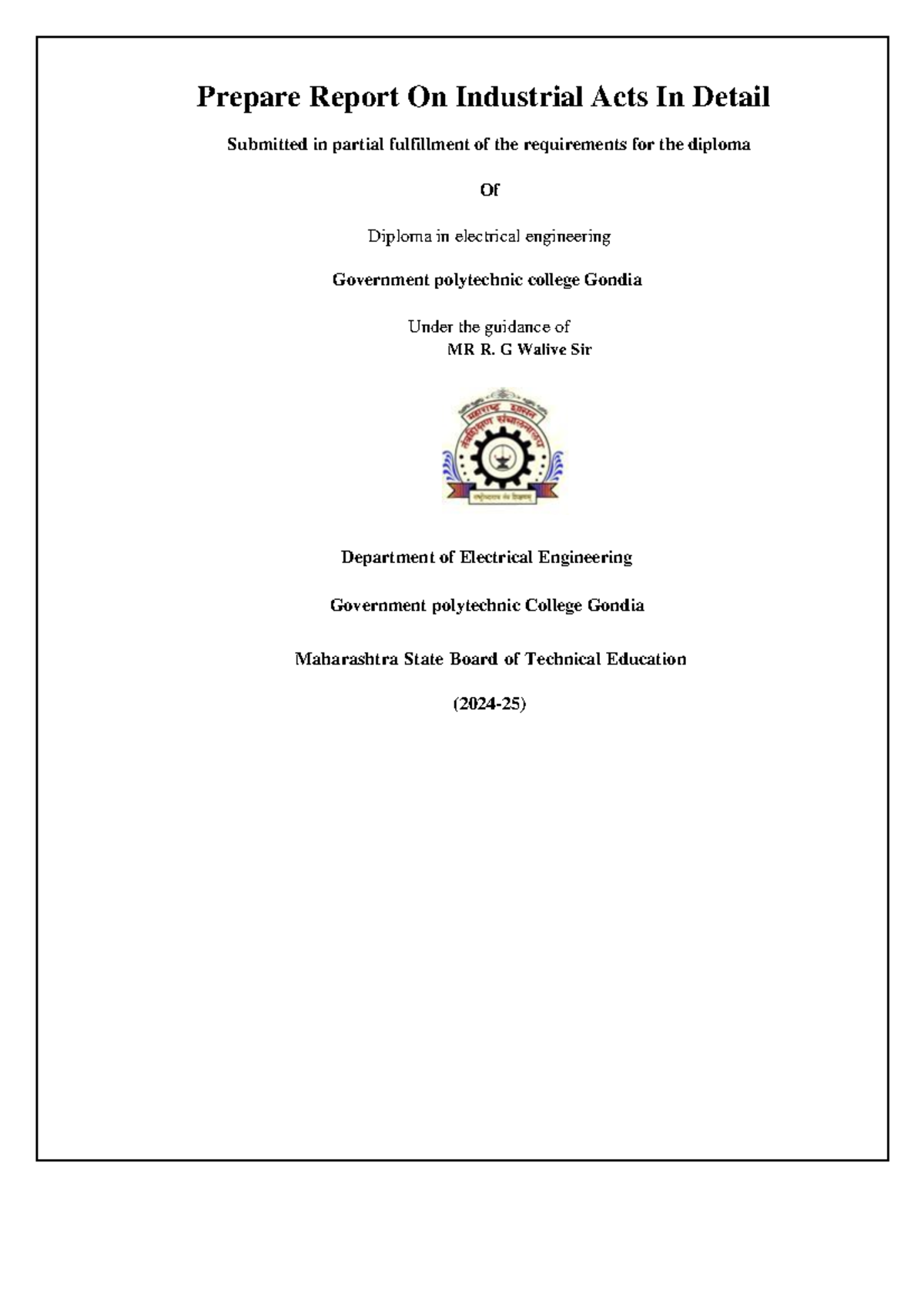 Management - Bhjjj - Prepare Report On Industrial Acts In Detail ...