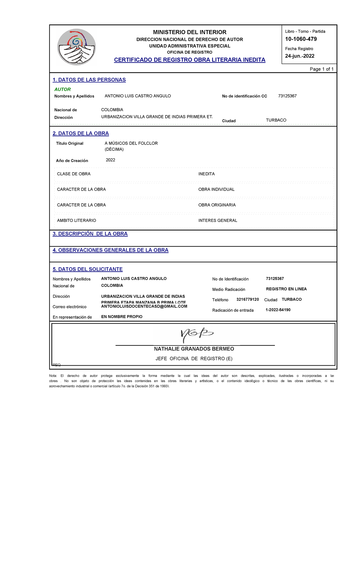 Dnda Documento (30) - MINISTERIO DEL INTERIOR DIRECCION NACIONAL DE ...