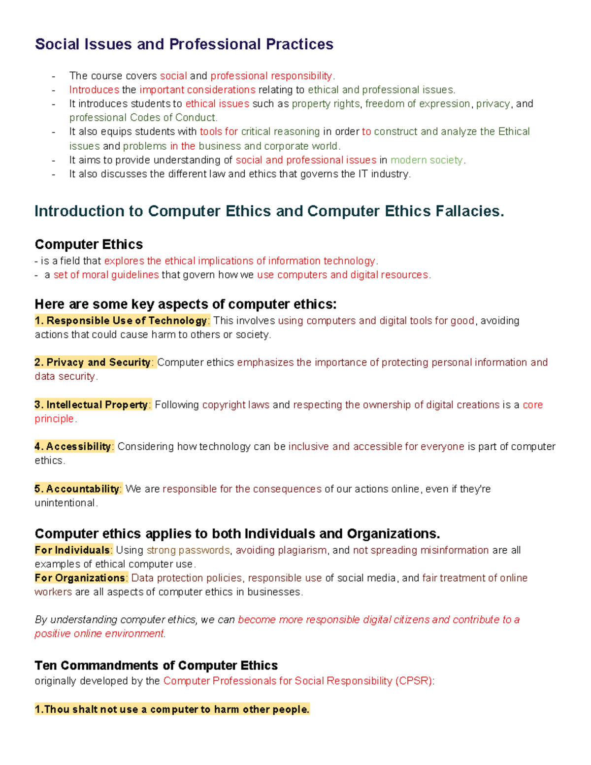 Social Issues and Professional Practices - Introduces the important ...