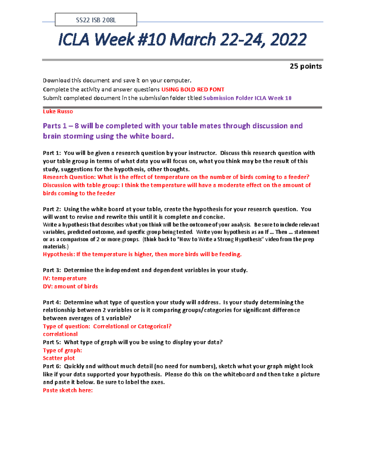 W10 ICLA Week 10 - item - ICLA Week # 10 March 2 2 - 24 , 2022 25 ...