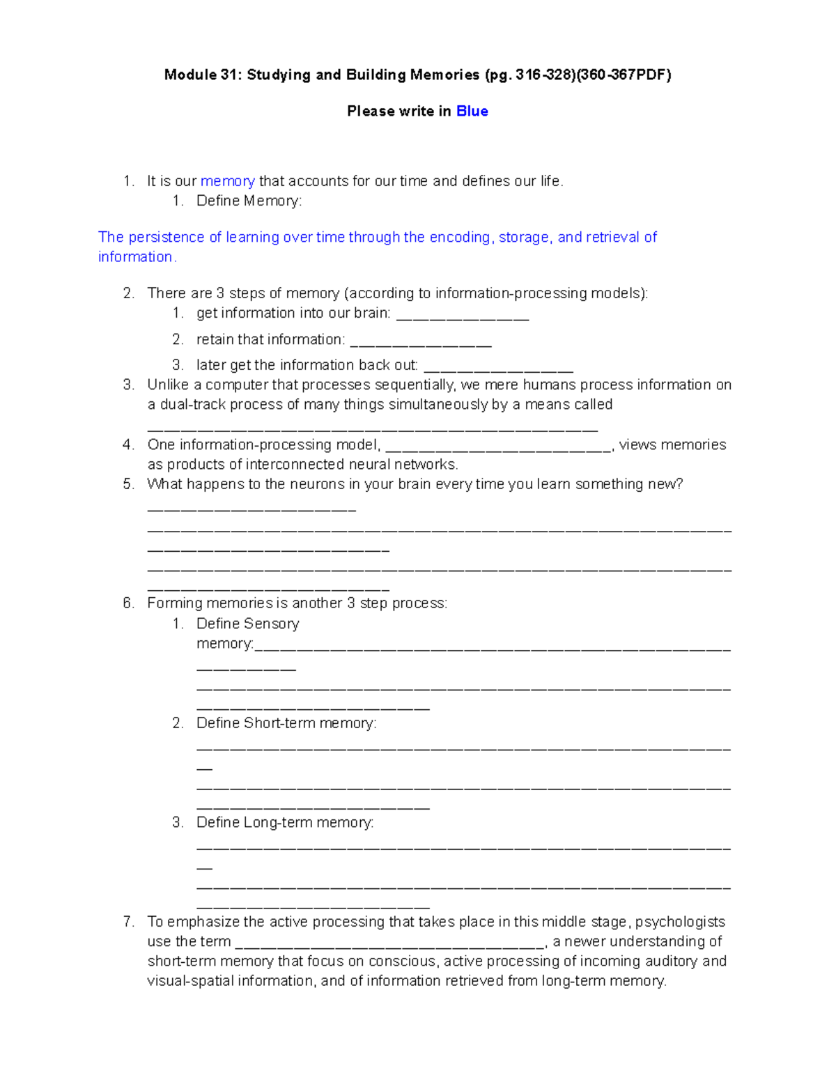 Khalen Shepherd - Module 31 Studying and Building Memories - Module 31: Studying and Building ...
