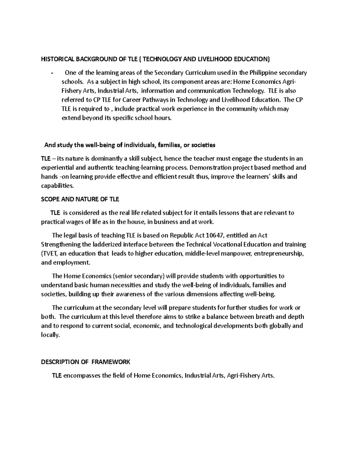 Historical Background OF TLE - HISTORICAL BACKGROUND OF TLE ( TECHNOLOGY AND LIVELIHOOD ...