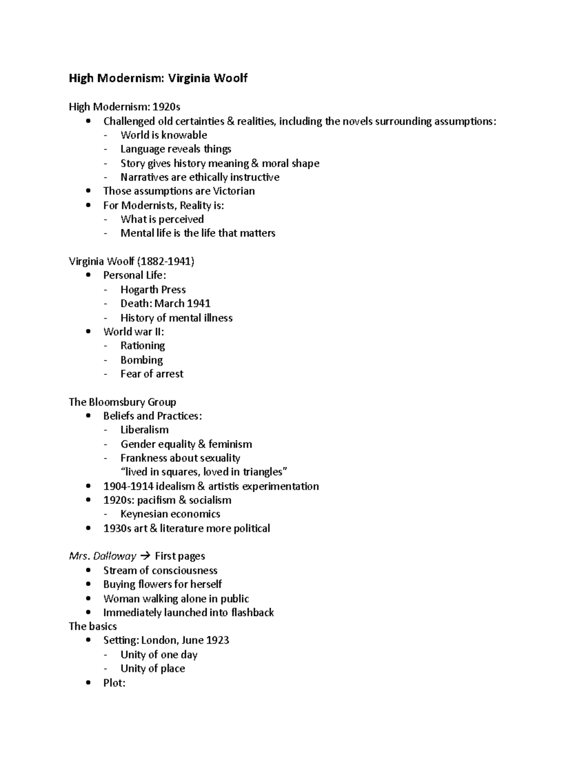 High Modernism- Virginia Woolf - High Modernism: Virginia Woolf High ...