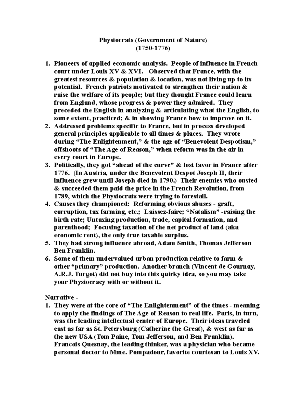 Physiocrats - Dr John Nelson - Physiocrats (Government of Nature) (1750 ...