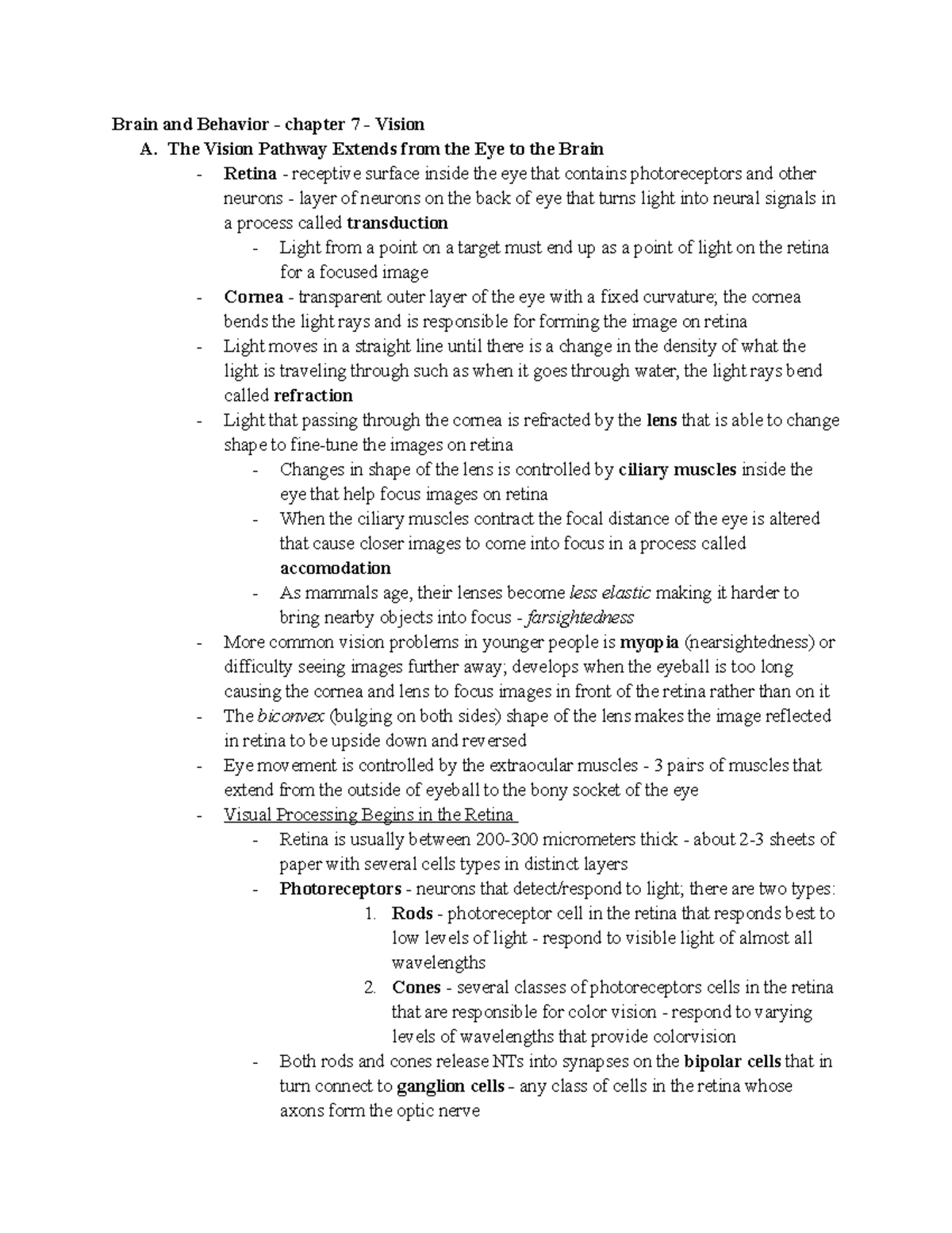Brain and Behavior - chapter 7 - Vision - The Vision Pathway Extends ...