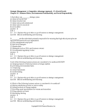 Chapter 1 - Question Bank - Strategic Management: A Competitive ...