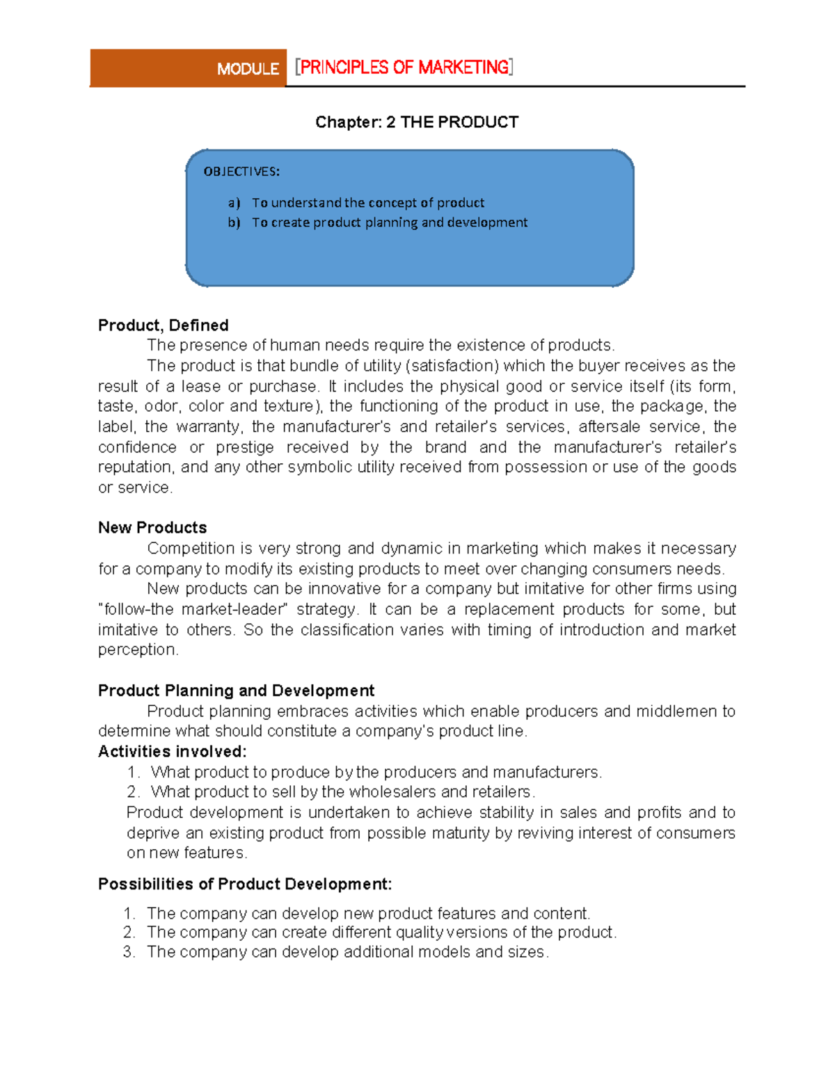 Chapter 2 - THE Product - THE Marketing System, ITS Nature AND THE ...