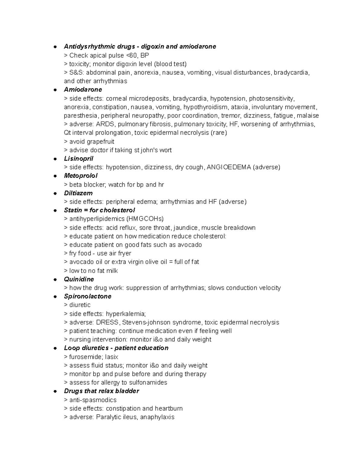 Pharm Urinary Exam - Antidysrhythmic drugs - digoxin and amiodarone ...