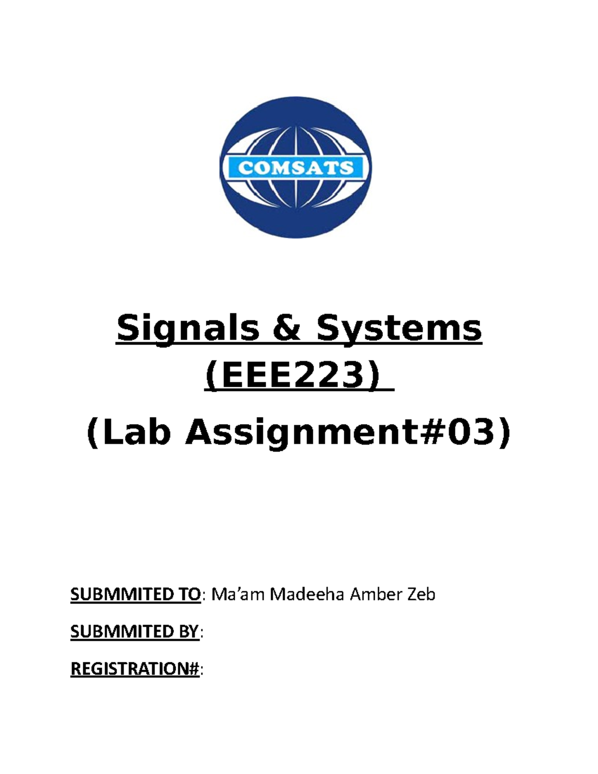 Lab task3(signals and systams) - print - Signals and Systems - CUI - Studocu