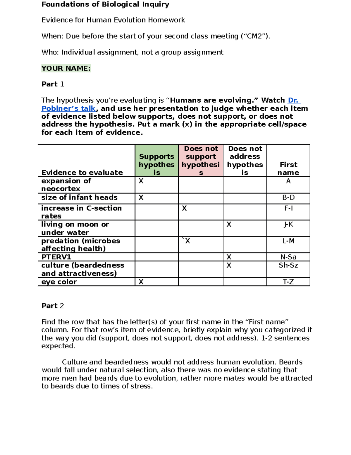 CM2 homework-1 - Bio homework - Foundations of Biological Inquiry ...