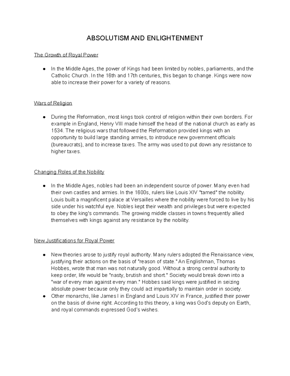 World History Notes Part 22 - ABSOLUTISM AND ENLIGHTENMENT The Growth ...