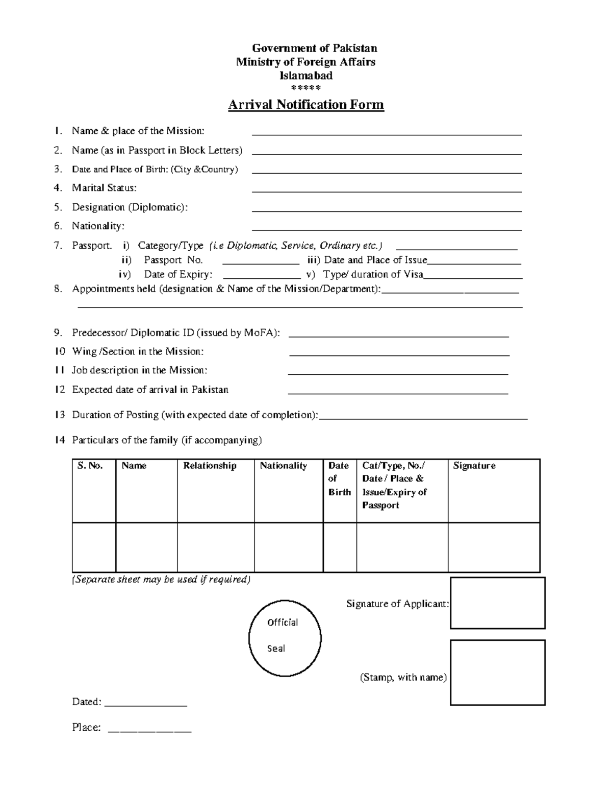 Arrival%20Notification%20Form - Government of Pakistan Ministry of ...