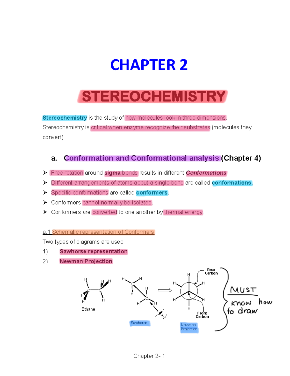 Chapter 2 Notes - CHAPTER 2 STEREOCHEMISTRY Stereochemistry is the ...