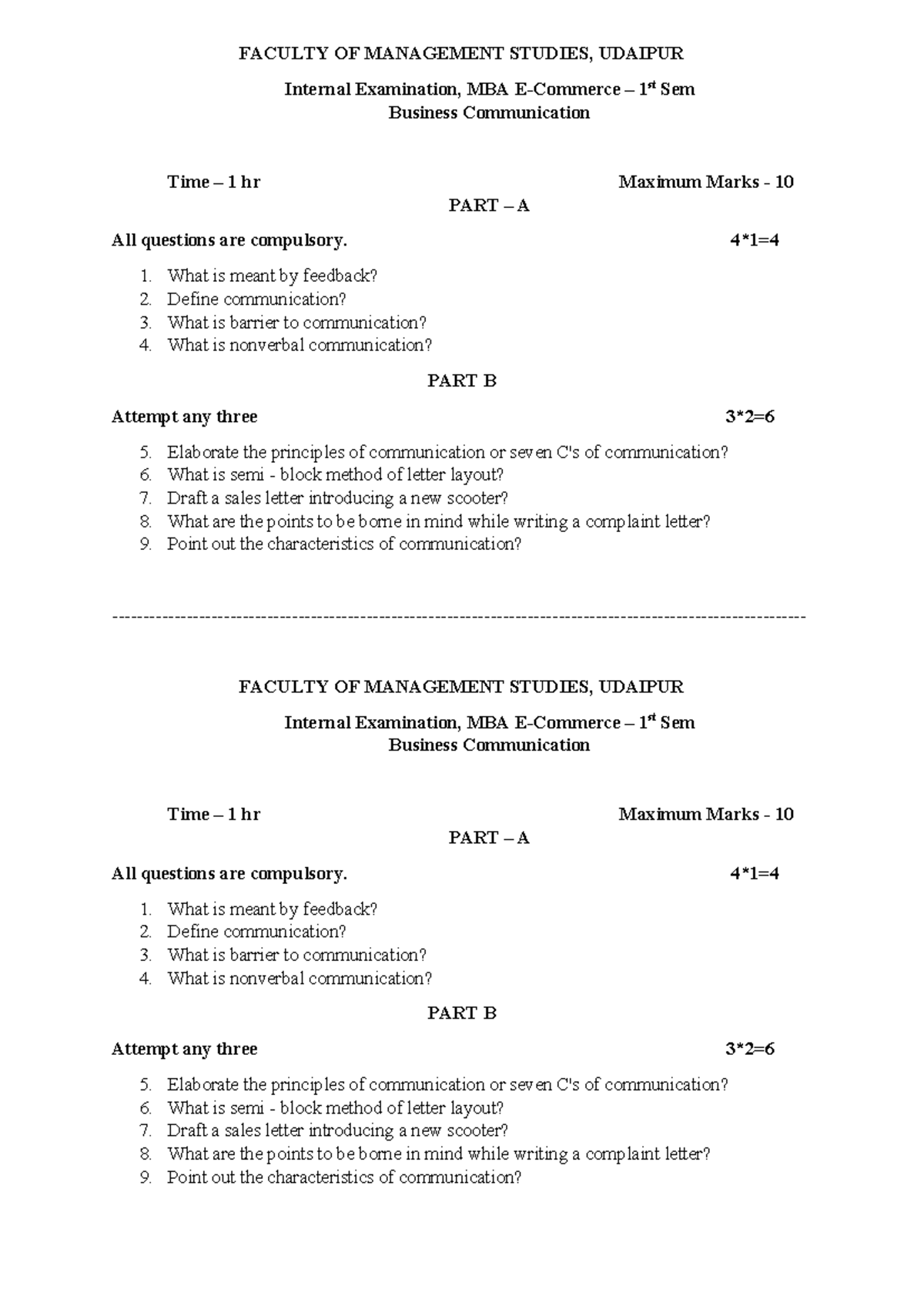 Business communication - FACULTY OF MANAGEMENT STUDIES, UDAIPUR ...