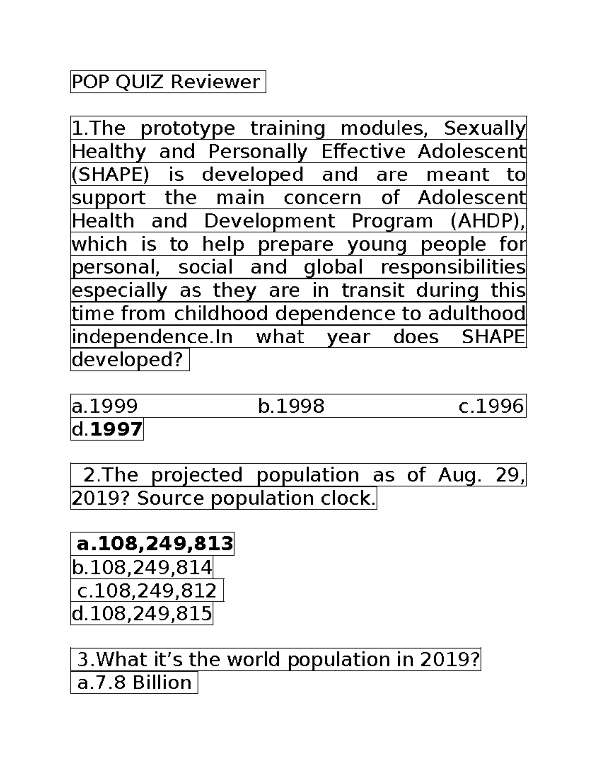 Pop Quiz Reviewer 2 - POP QUIZ Reviewer 1 prototype training modules ...