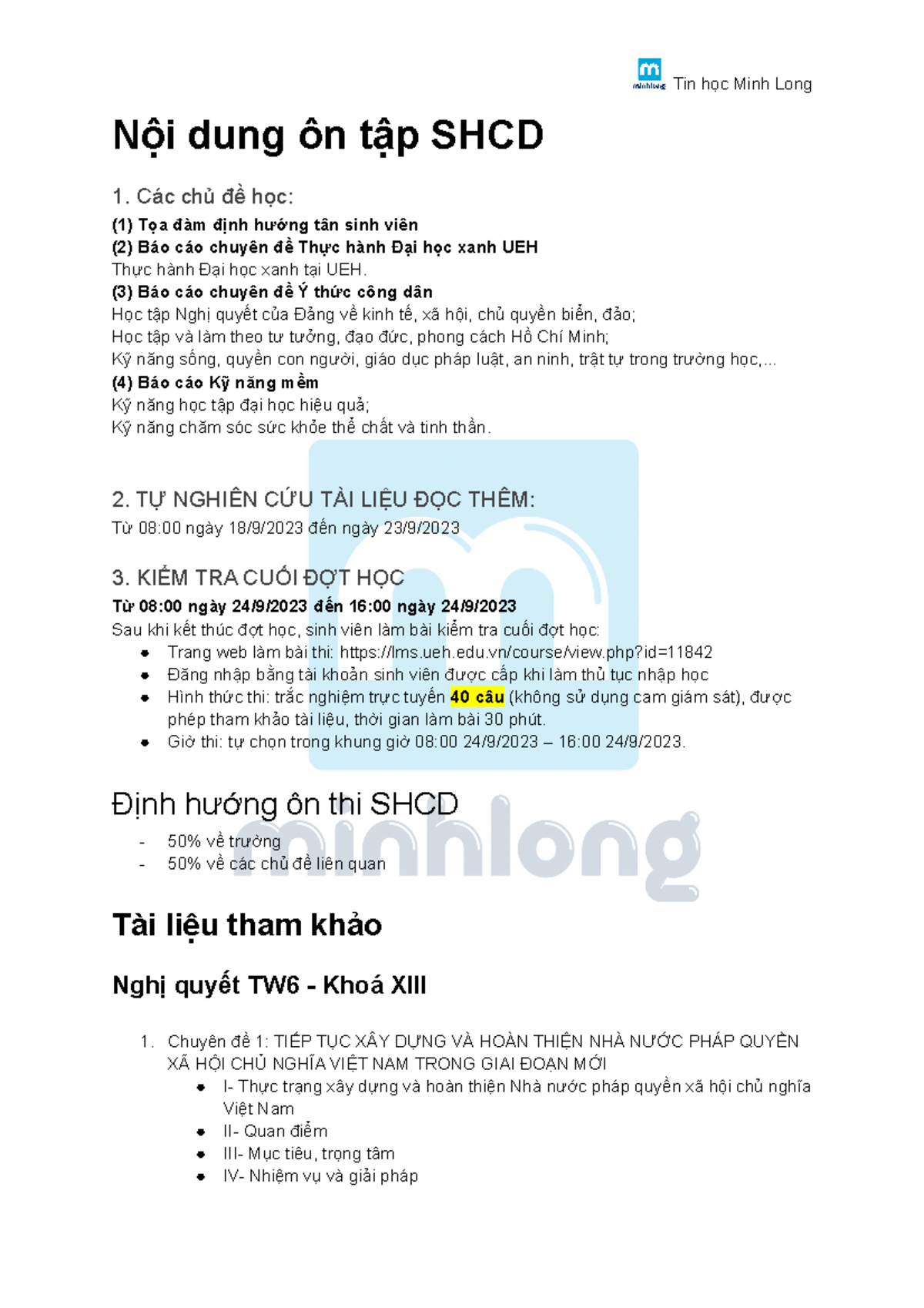 Bài giảng SHCD - etfhjujt - Tin học Minh Long Nội dung ôn tập SHCD 1 ...