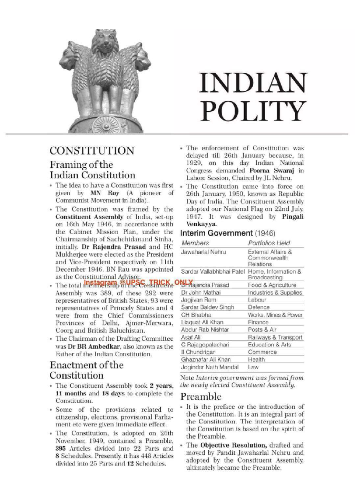 INDIAN POLITY NOTES - constitution - Studocu