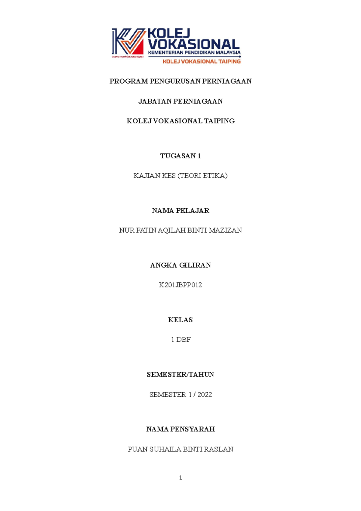 Kajian kes etika 2 - BACALAH JE - PROGRAM PENGURUSAN PERNIAGAAN JABATAN ...