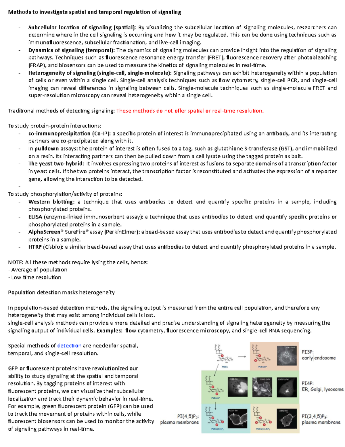 cell signaling class 14 - Methods to investigate spatial and temporal ...