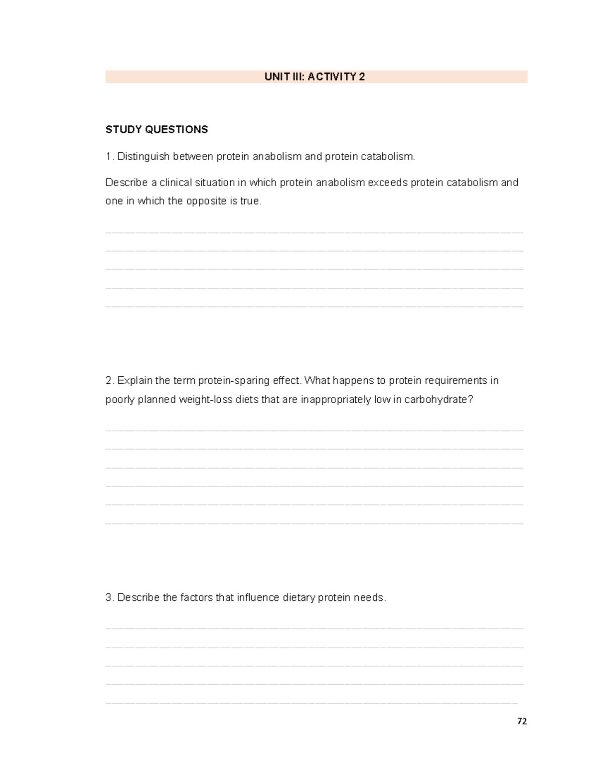 Protein-Lab Activity - emememem - UNIT III: ACTIVITY 2 STUDY QUESTIONS ...