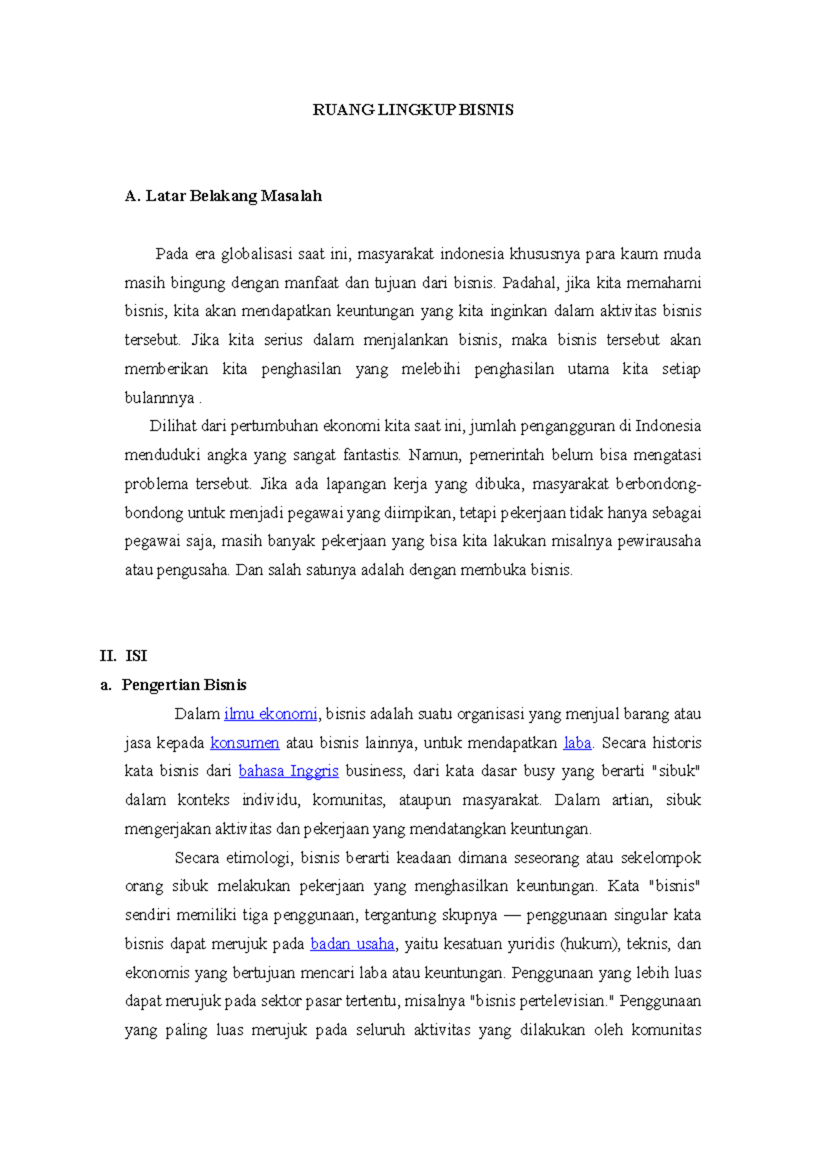 Makalah Ruang lingkup pekerjaan untuk banyak orang mampu memberikan aku ...