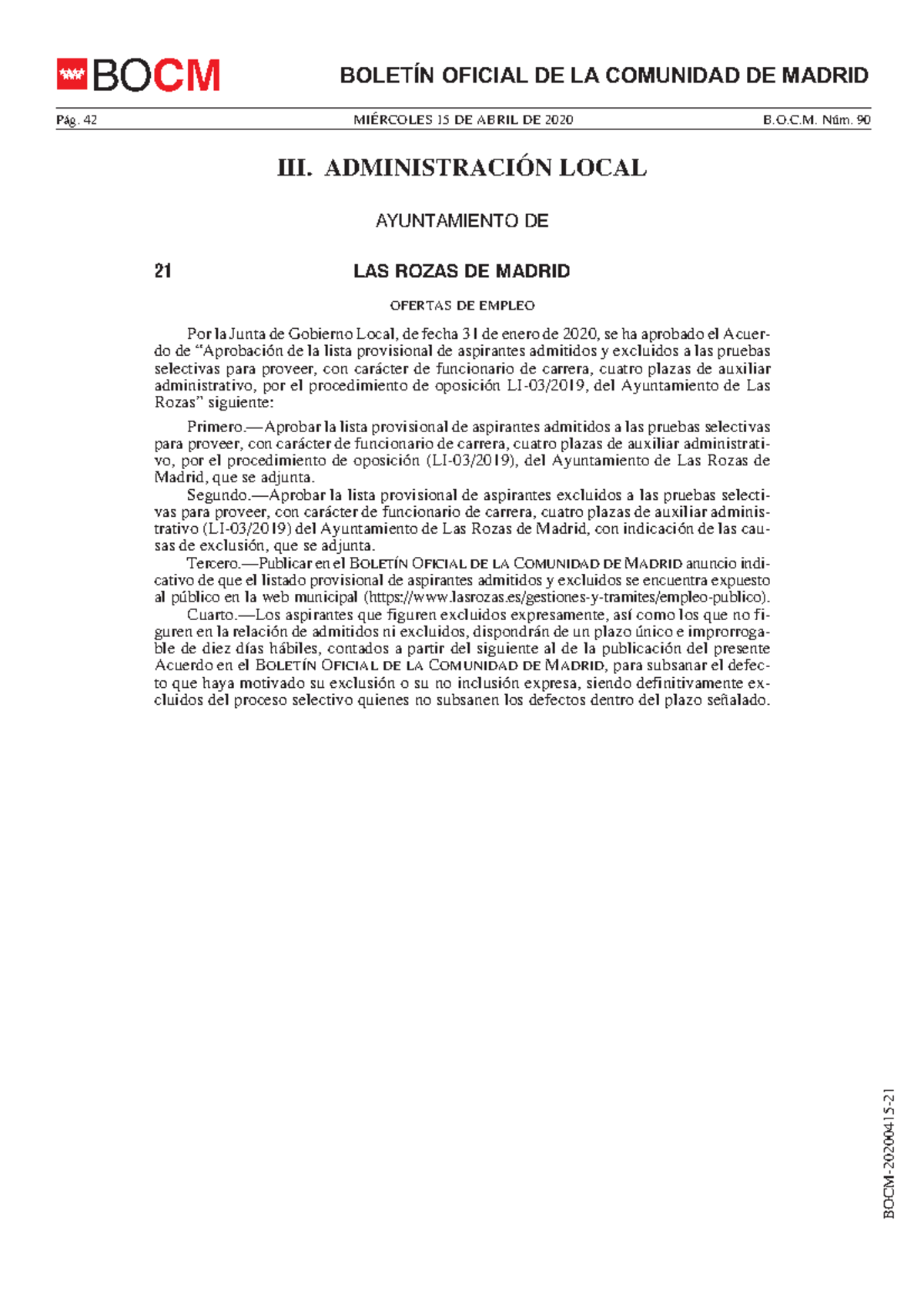 BOCM-202004 15-21 - Todo - Pág. 42 MIÉRCOLES 15 DE ABRIL DE 2020 B.O.C ...