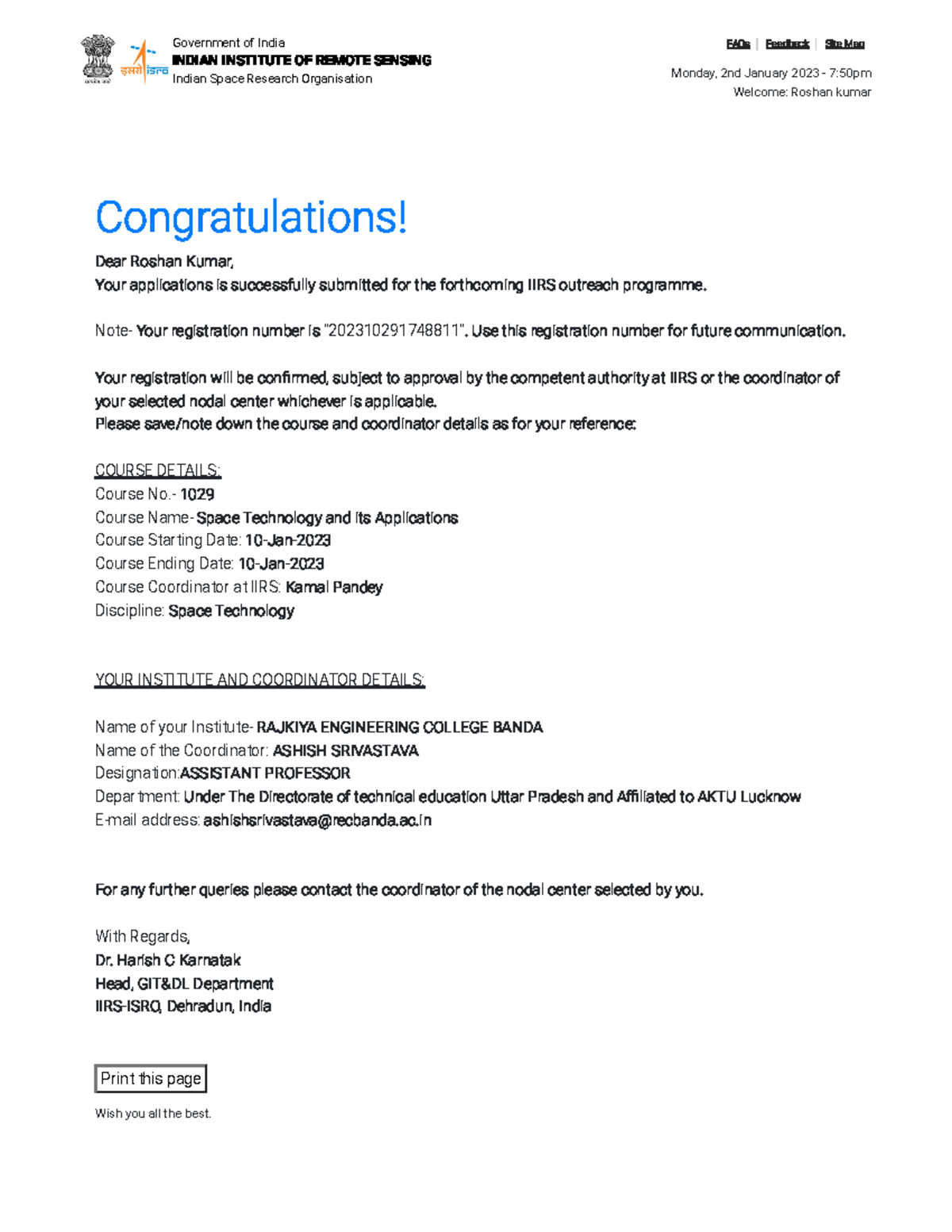 Edusat Registrations - Catalytic converter - Government of India INDIAN ...