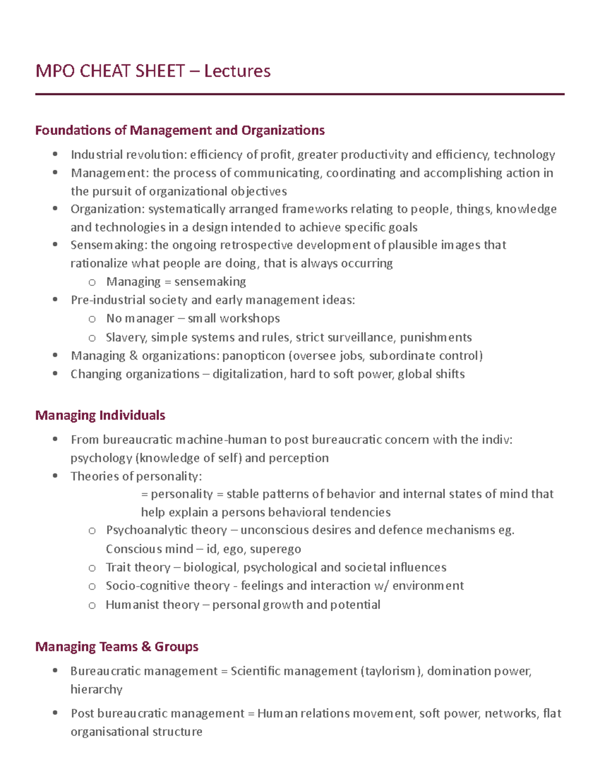 MPO Cheat Sheet - lectures - MPO CHEAT SHEET – Lectures Foundations of ...