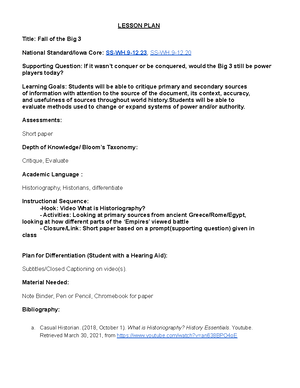 Lesson Plan & Resources - 10th Grade World History I Beginning to 1648 ...