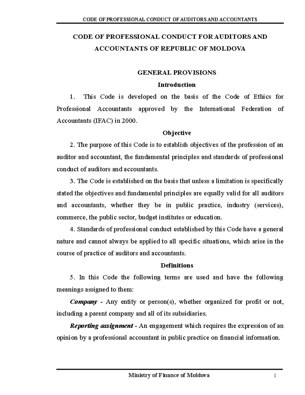 Module 2 General Auditing Principles - CODE OF PROFESSIONAL CONDUCT FOR ...