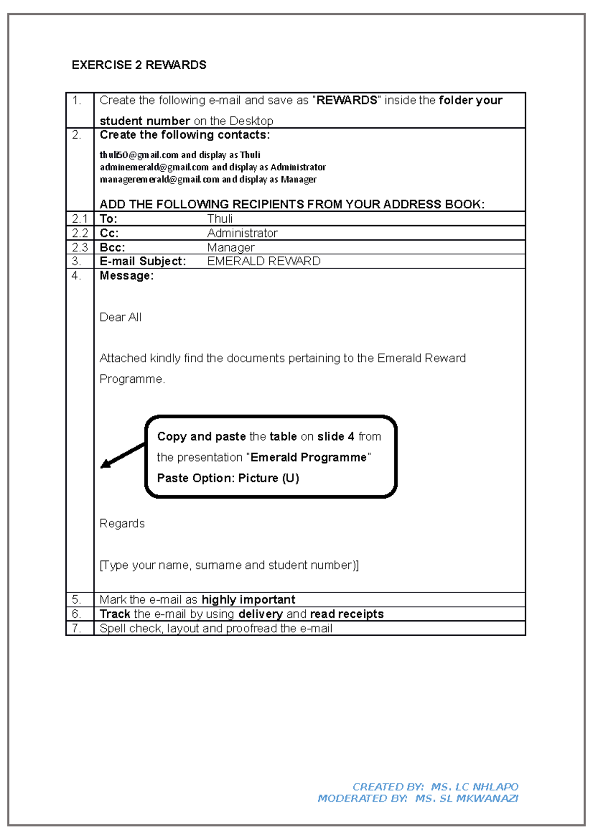 Exercise 2 - Rewards - this is the final part of applied communications ...