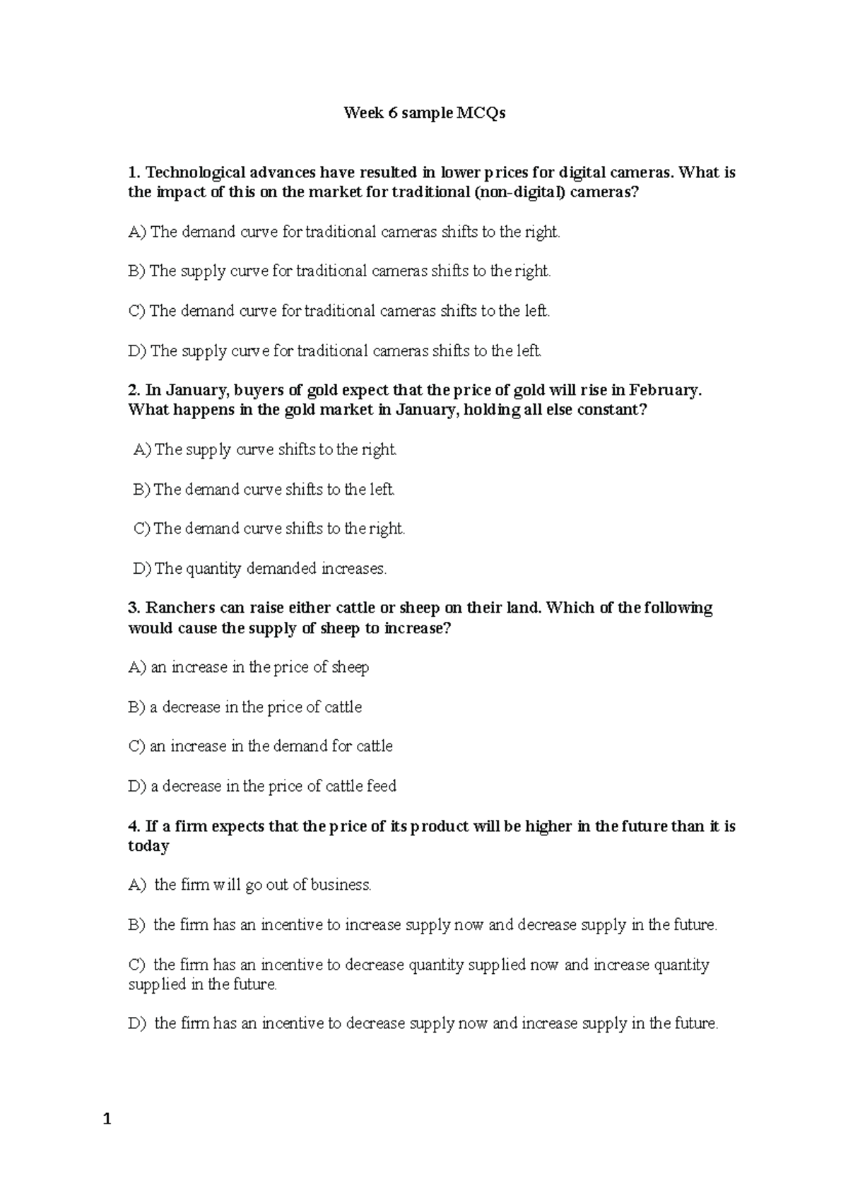 Week 6 sample m CQs - Example questions for test/exam - Week 6 sample ...