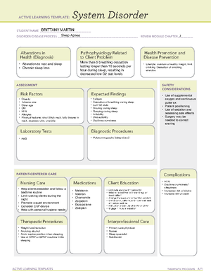System disorder ATI templet Meningitis - ACTIVE LEARNING TEMPLATES ...