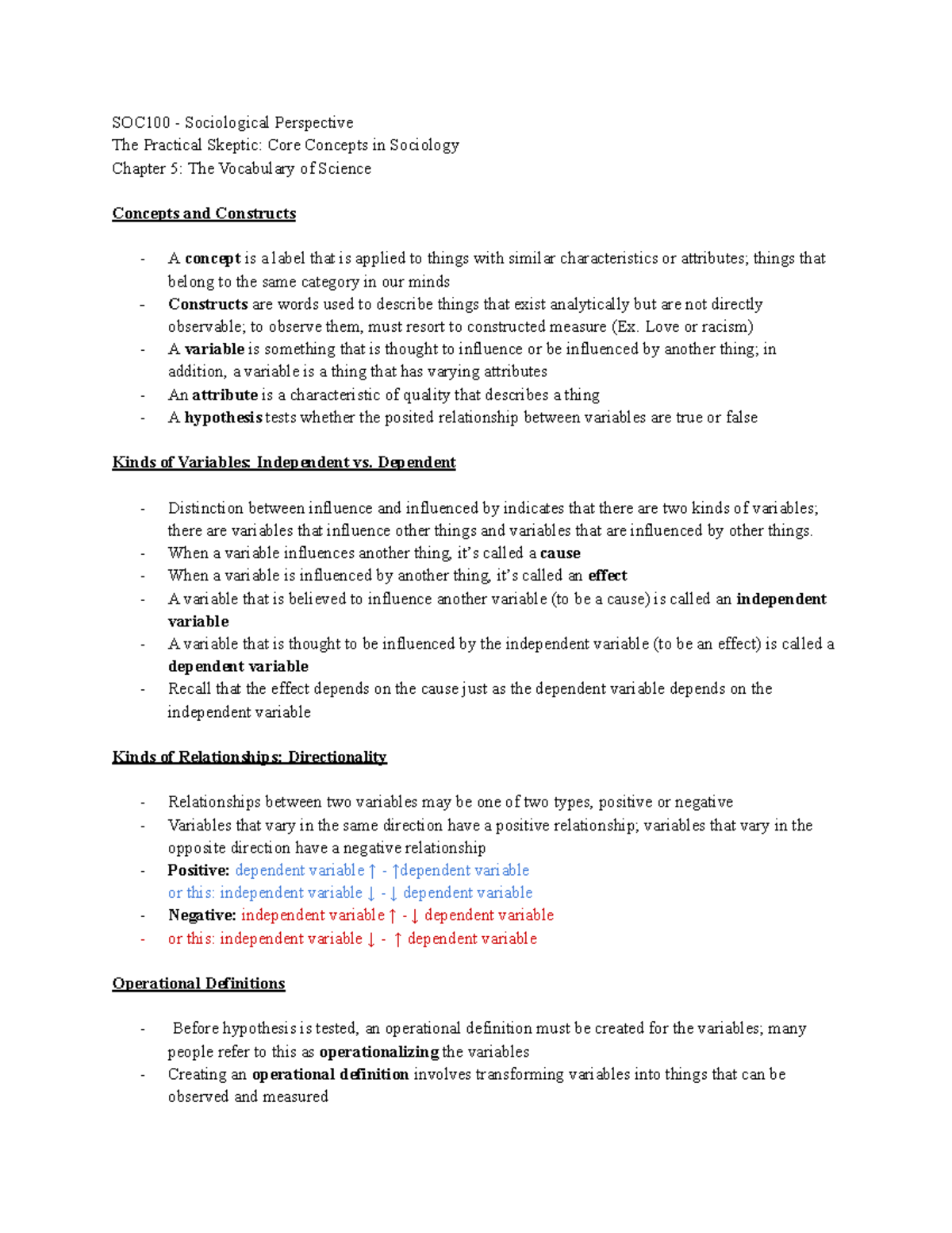 SOC100 - The Vocabulary of Science - SOC100 - Sociological Perspective ...