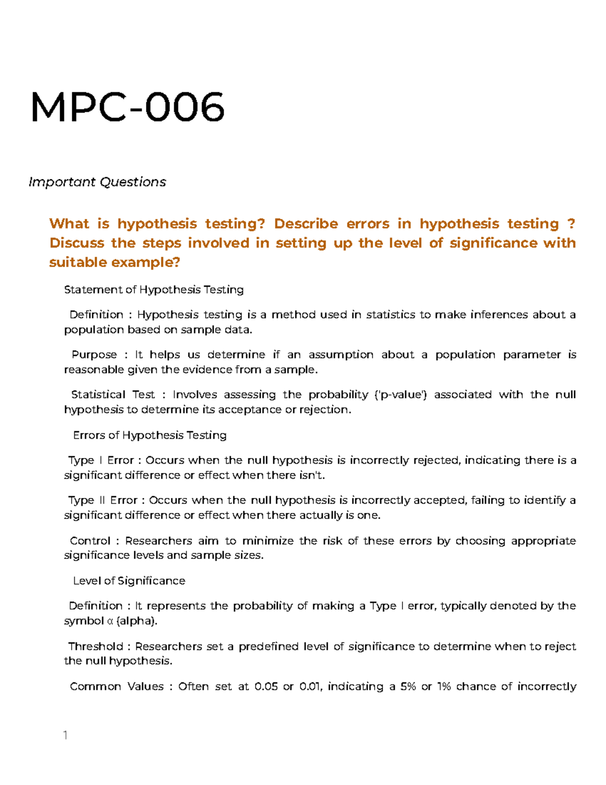 Mpc 6 important questions and answers - MPC- Important Questions What ...