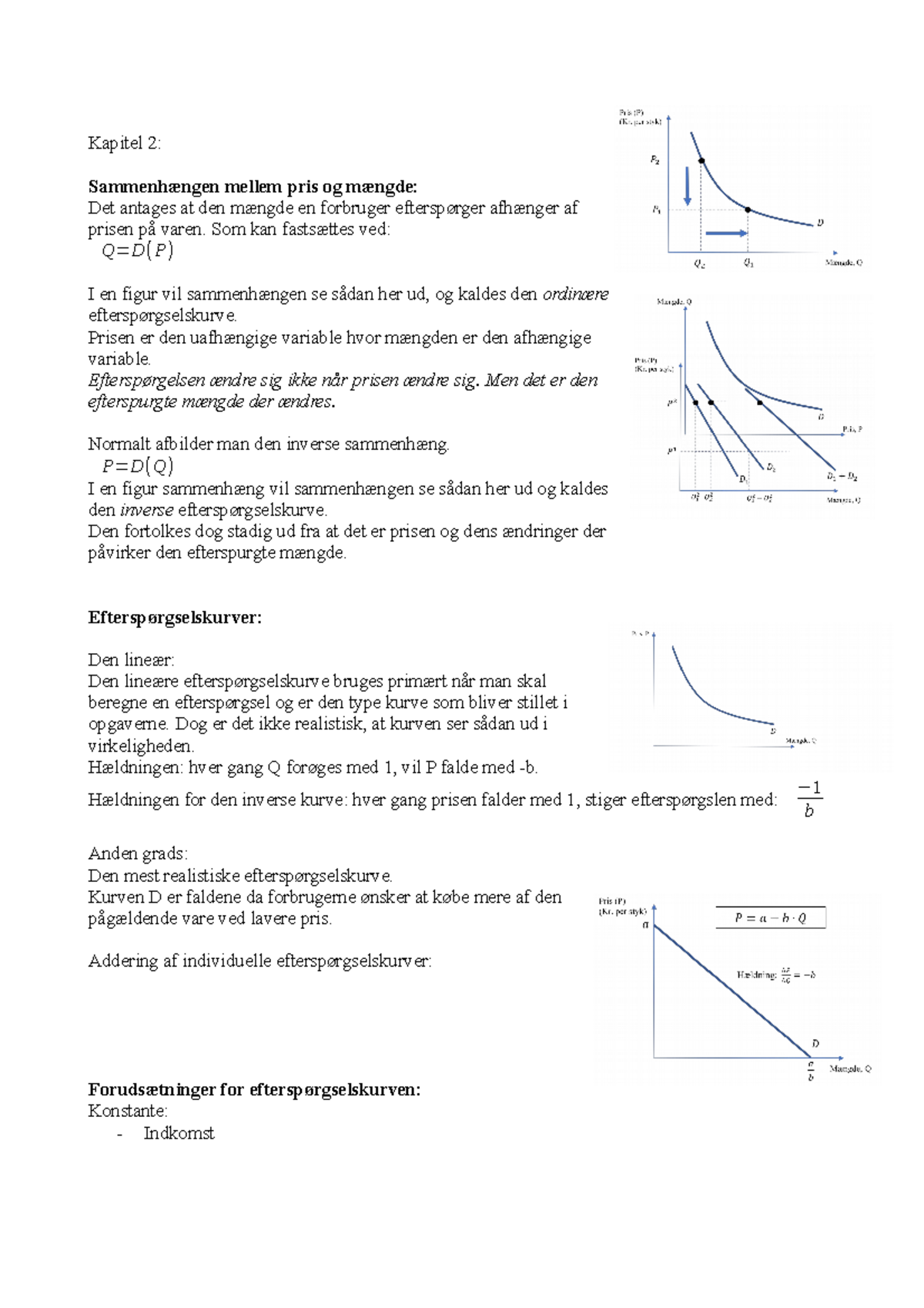 Mikroøkonomi 1 semester noter - Warning: TT: more functions defined than expected Kapitel 2 ...