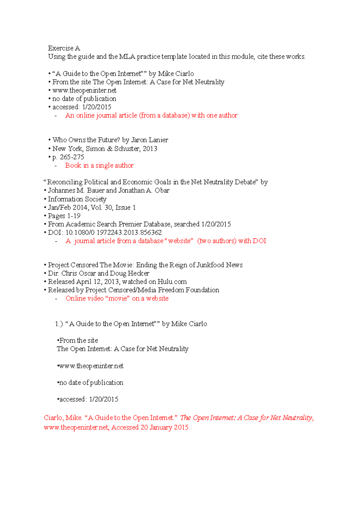 DLA M8 Format-2 - DLA M8 - Exercise A Using the guide and the MLA practice template located in ...