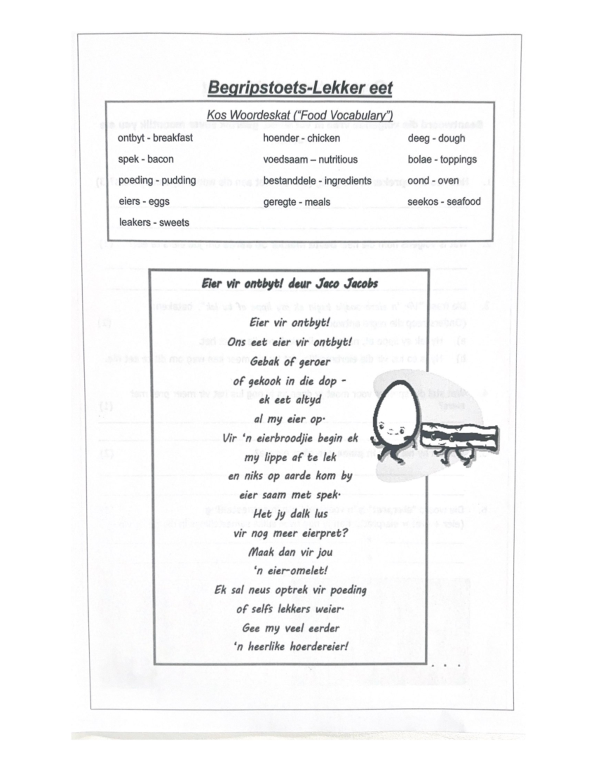Ontbyt - breakfast - Activity - eet Kos Woordeskat ontt breakfast ...