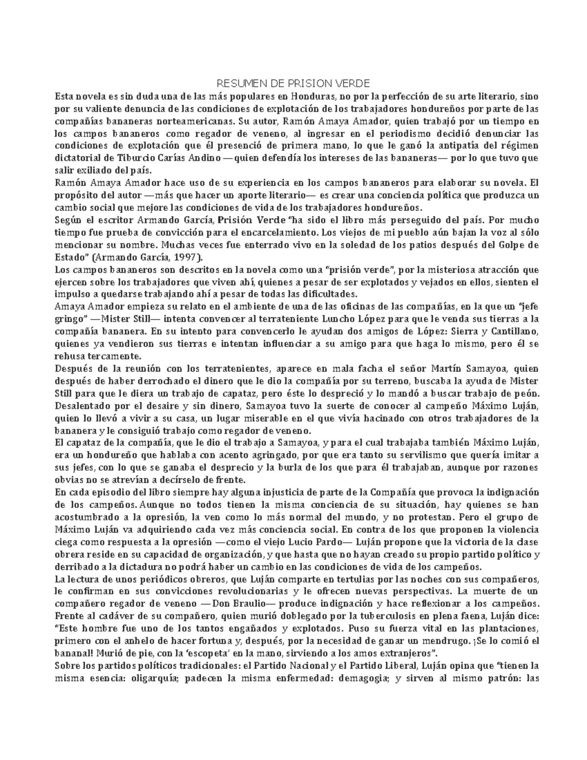 476074265 Resumen DE Prision Verde - RESUMEN DE PRISION VERDE Esta ...