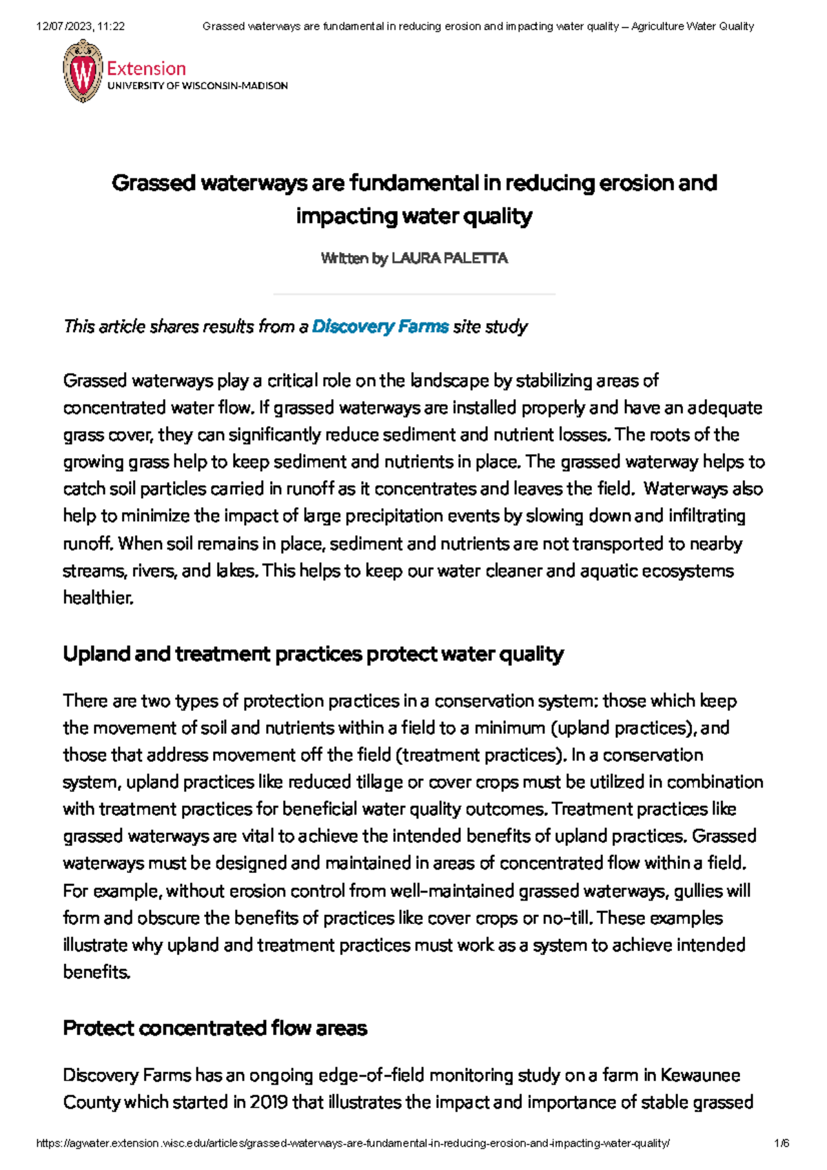 Grassed waterways are fundamental in reducing erosion and impacting ...