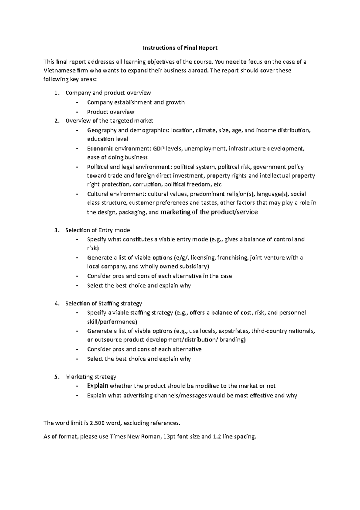 Instructions of Final report - Instructions of Final Report This final ...