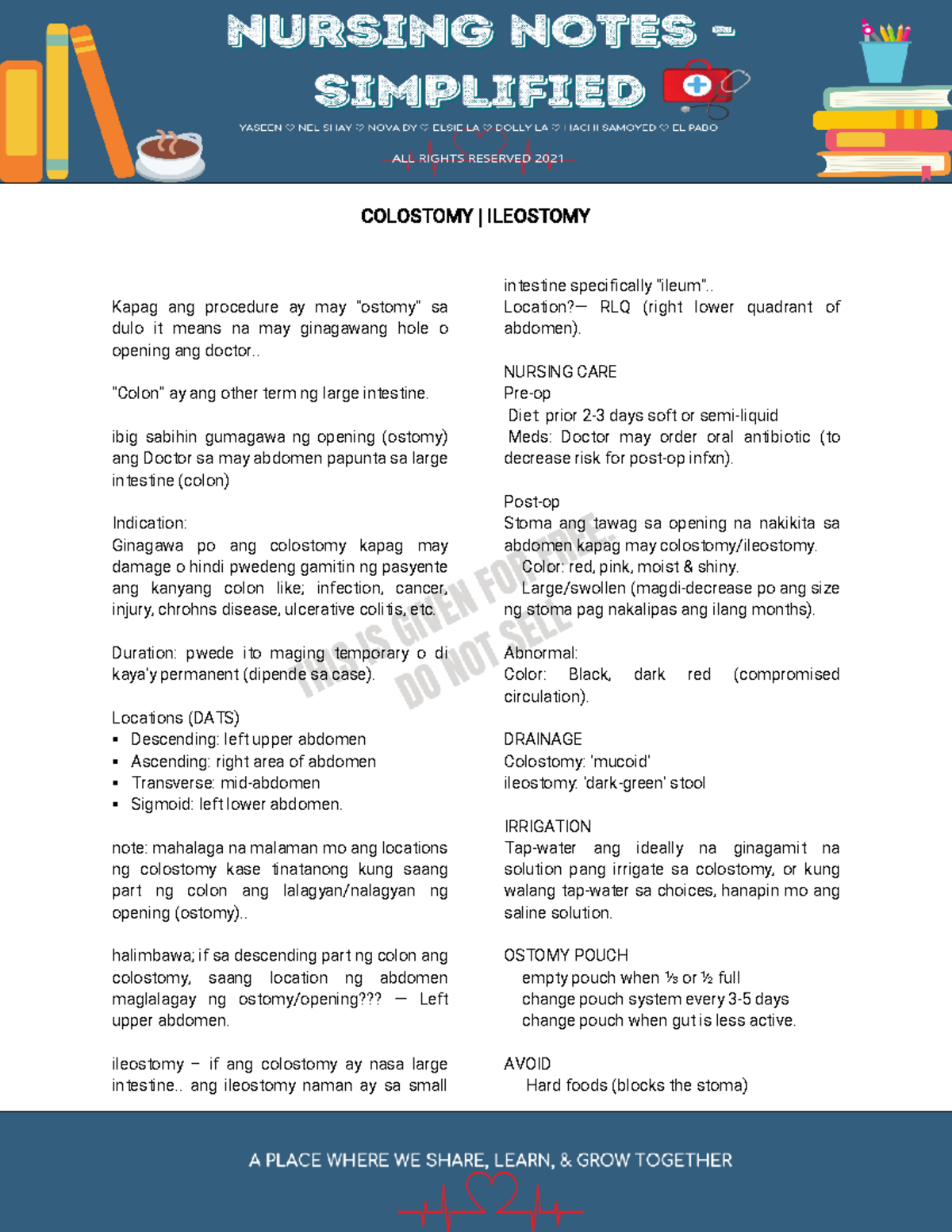 Copy of Colostomy - roror - COLOSTOMY|ILEOSTOMY Kapag ang procedure ...