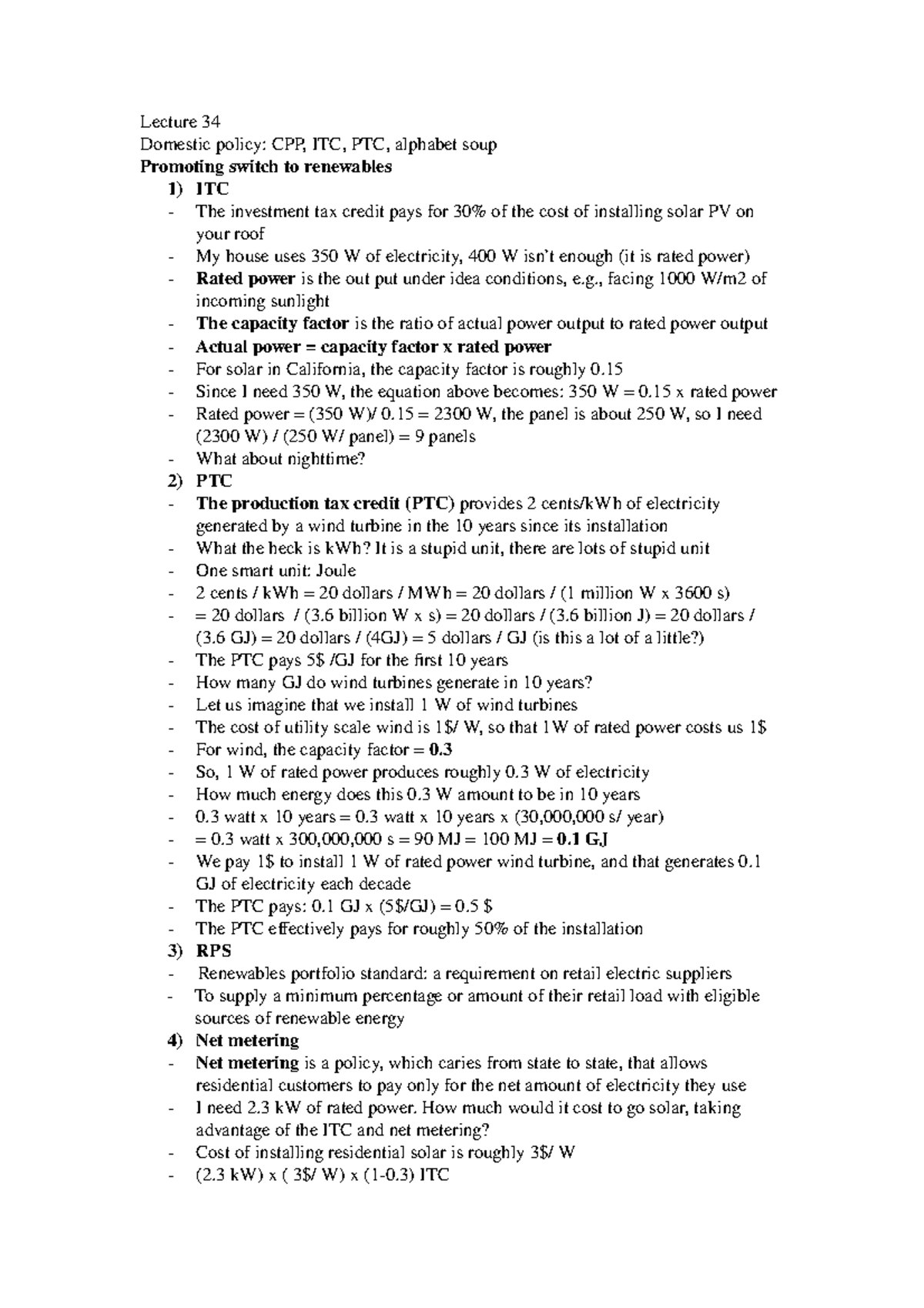 34. Domestic policy- CPP, ITC, PTC, alphabet soup - Lecture 34 Domestic ...