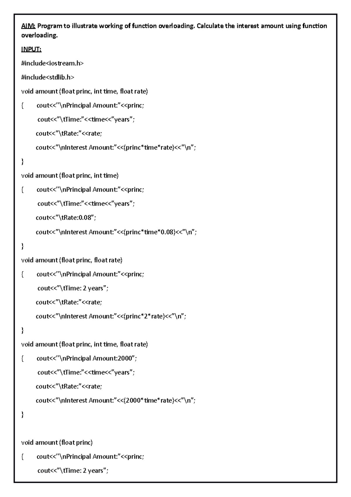 C++ 12 record - programs for freshers to better understanding - AIM ...
