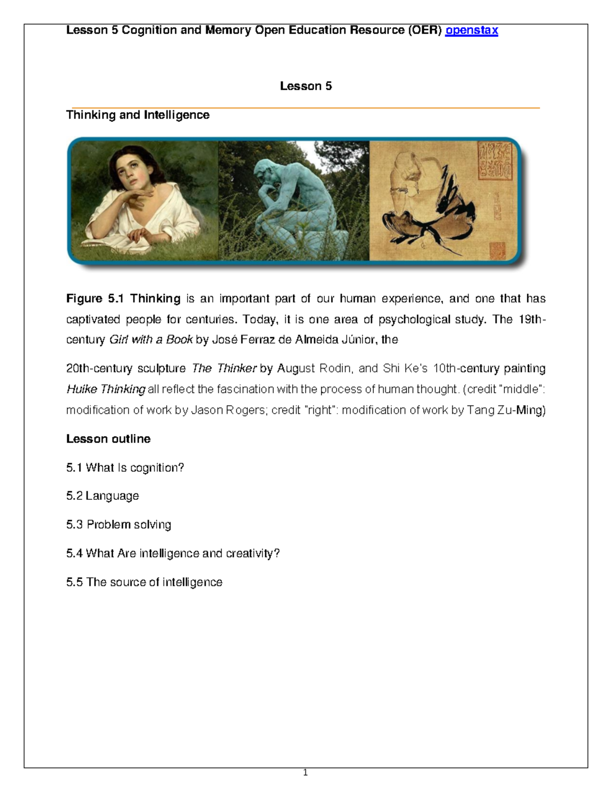 Iopnotes - Ass 01 - Lesson 5 Thinking and Intelligence Figure 5 ...